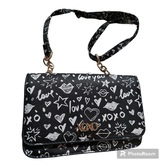 XOXO | Bags | Xoxo Love You Black White Crossbody Bag With Gold Accents ...